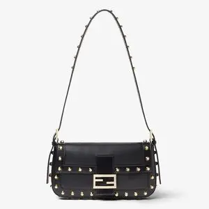 Fendi Baguette® 26424 Black Nappa Leather Bag With Studs